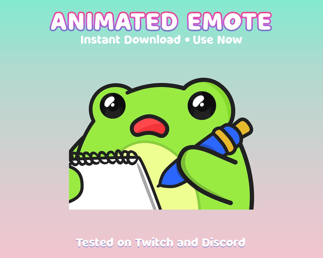 Taking Notes Animated Emote Cute Frog Cute Animated Emote Discord Emote ...