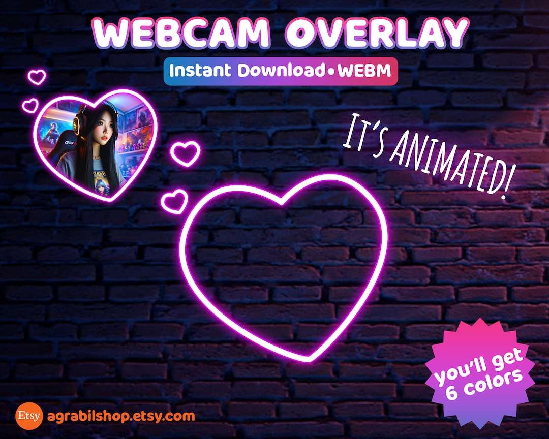 Heart Shape Webcam Overlay Stream - Pack of 6 Animated Styles - WEBM ...