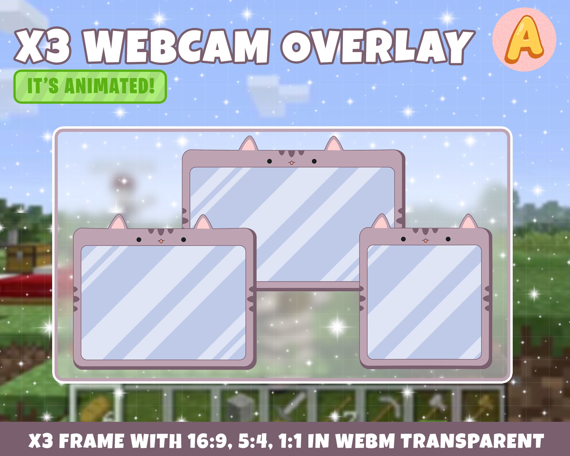 Webcam Overlay Animated Blink Kitty - Etsy