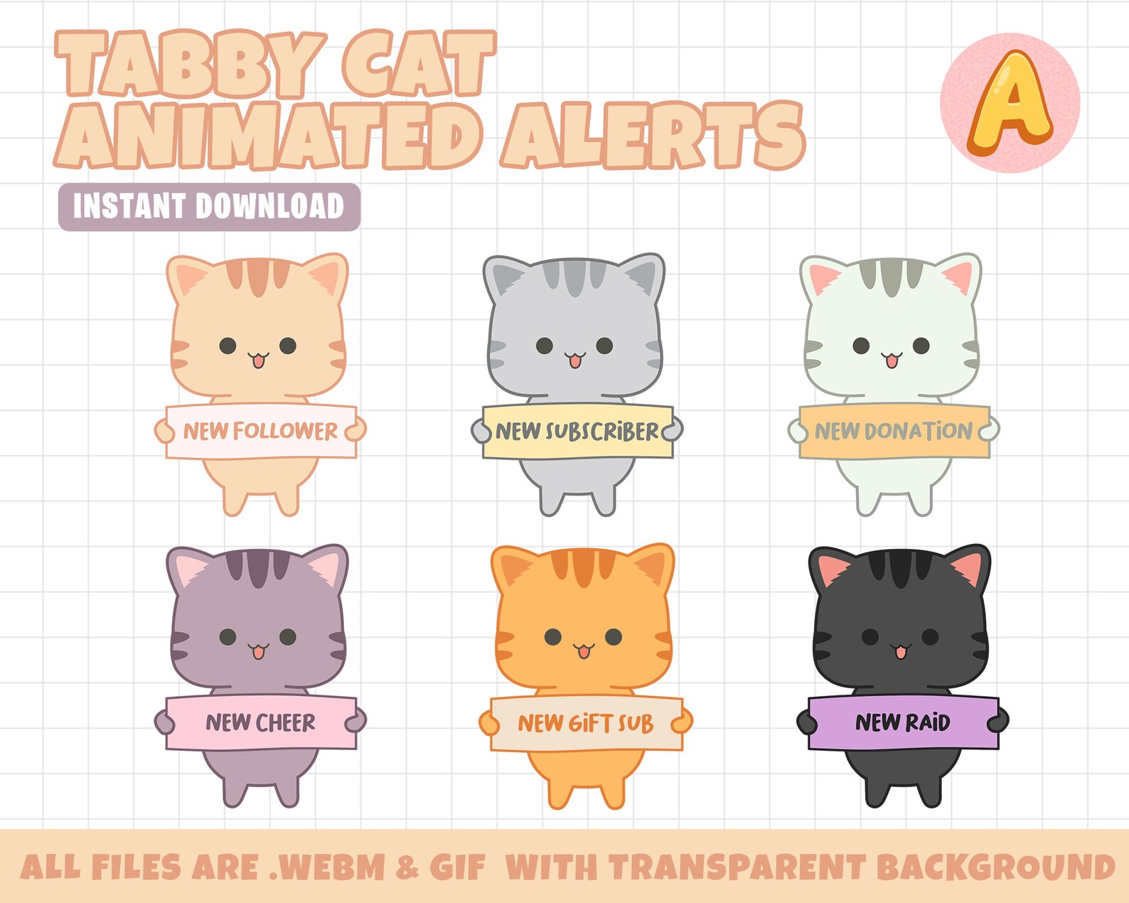 Animated Twitch Alerts Tabby Cat - Etsy