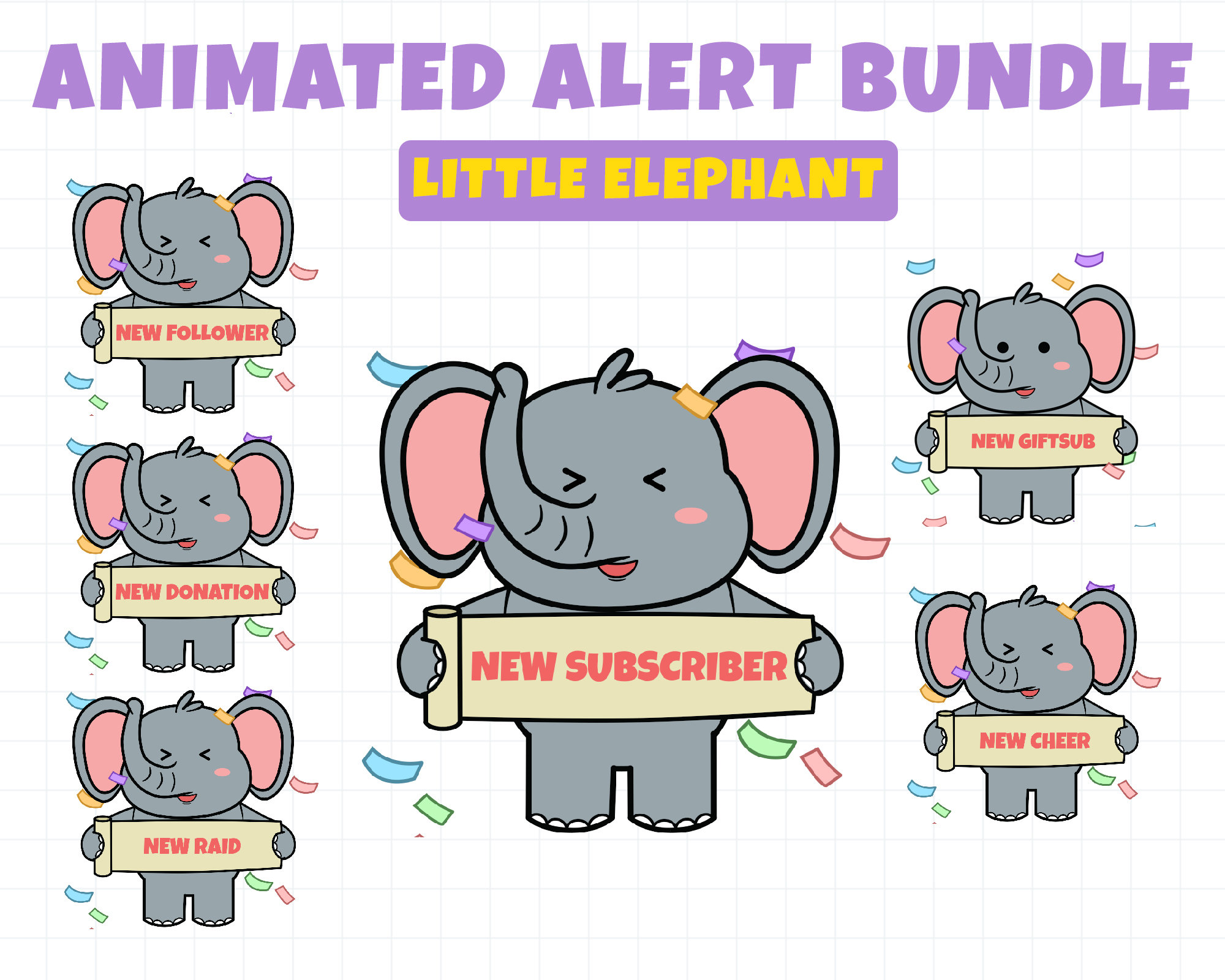 Little Elephant Animated Twitch Alerts for Streamer - Etsy
