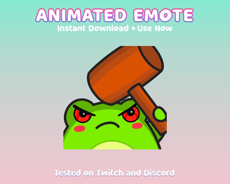Hammer Frog Animated Emote Twitch Discord Youtube and More - Etsy