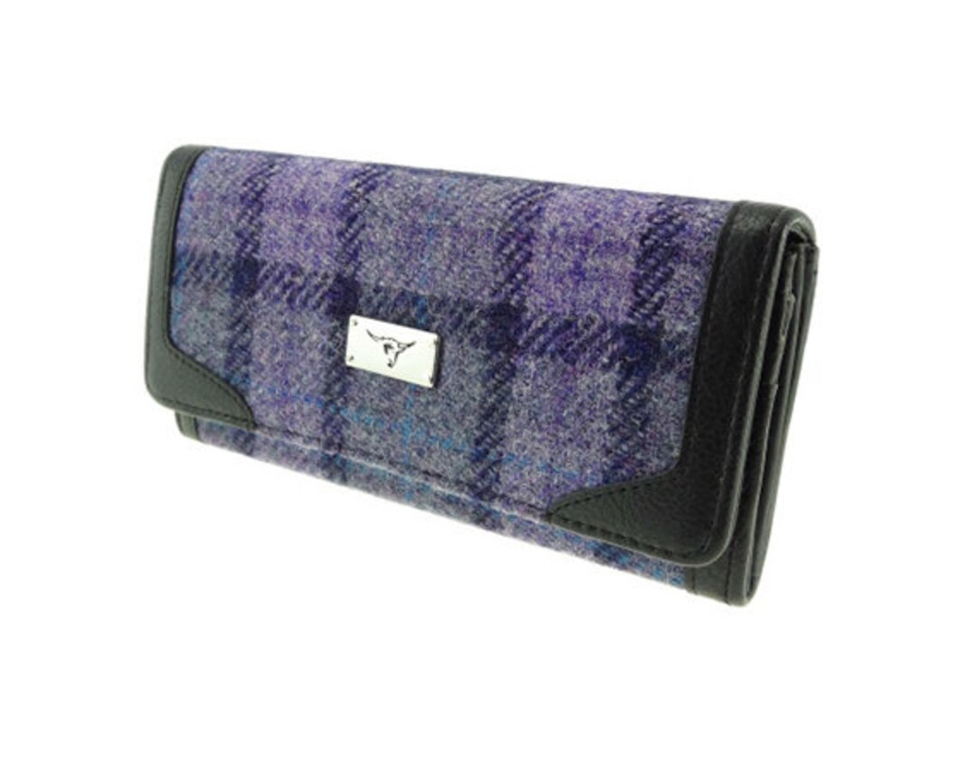 HARRIS TWEED Bute Long Purse in Bold Purple Tartan Made in - Etsy UK