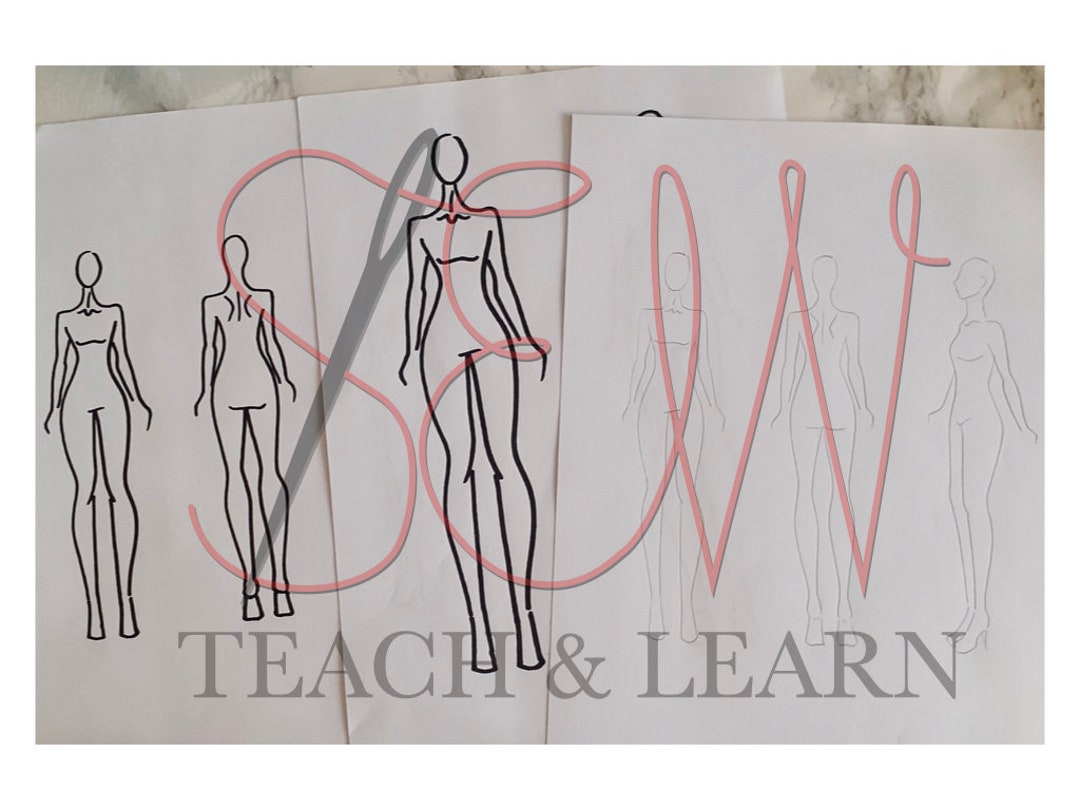 4 Female Fashion Figure Illustration Drawing Croqui Templates Unlimited ...
