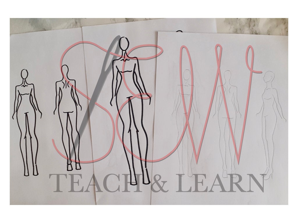 4 Female Fashion Figure Illustration Drawing Croqui Templates Unlimited ...