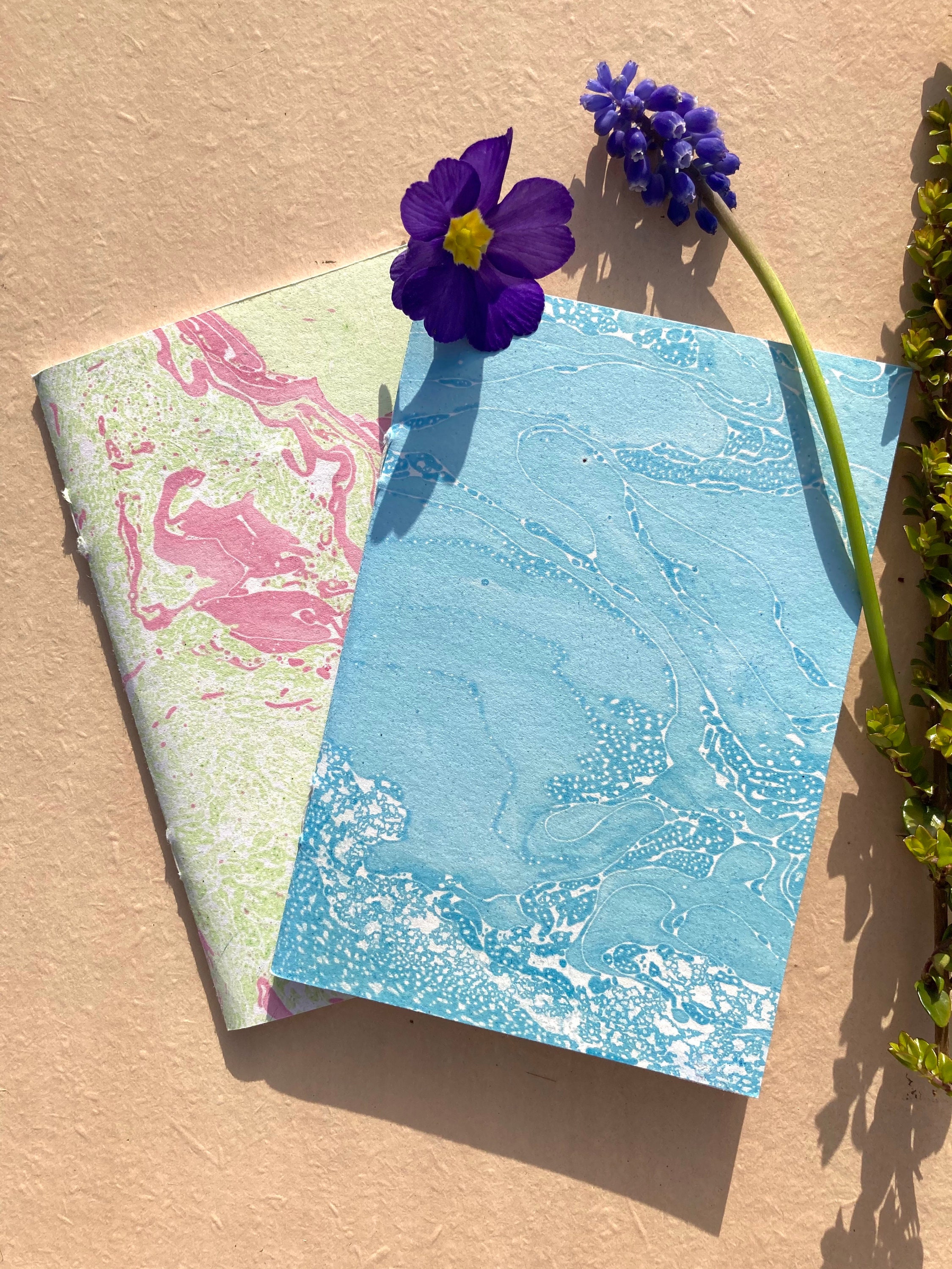 2x A6 Handmade Marbled Notebooks made from upcycled scrap | Etsy