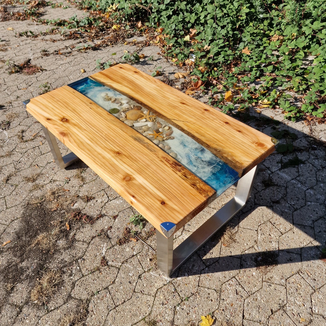 Coffee Table Douglas Fir LED Sea Design Epoxy Resin Table Work - Etsy