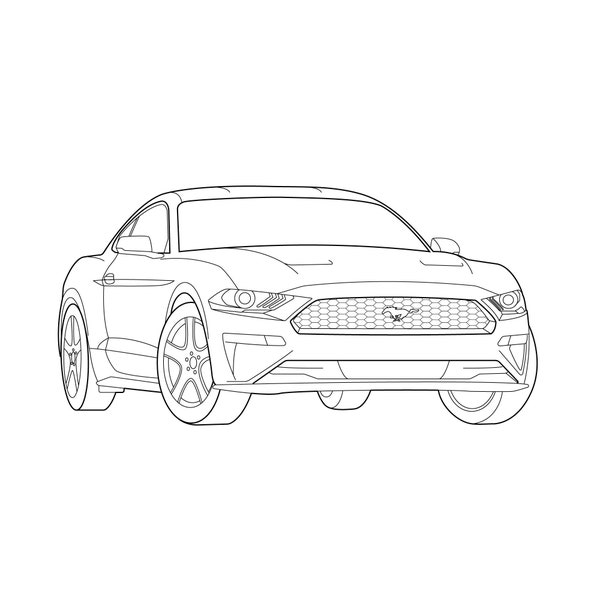Ford Mustang Line Art - Etsy