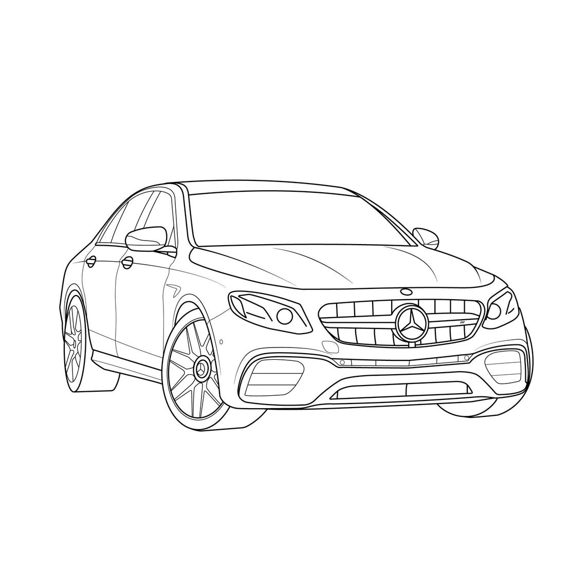 2018 Mercedes Benz E63 S AMG Vector Line Drawing Illustration - Etsy