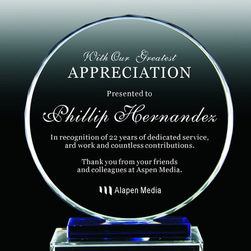 Personalized Crystal Appreciation Plaque Crystal Employee - Etsy