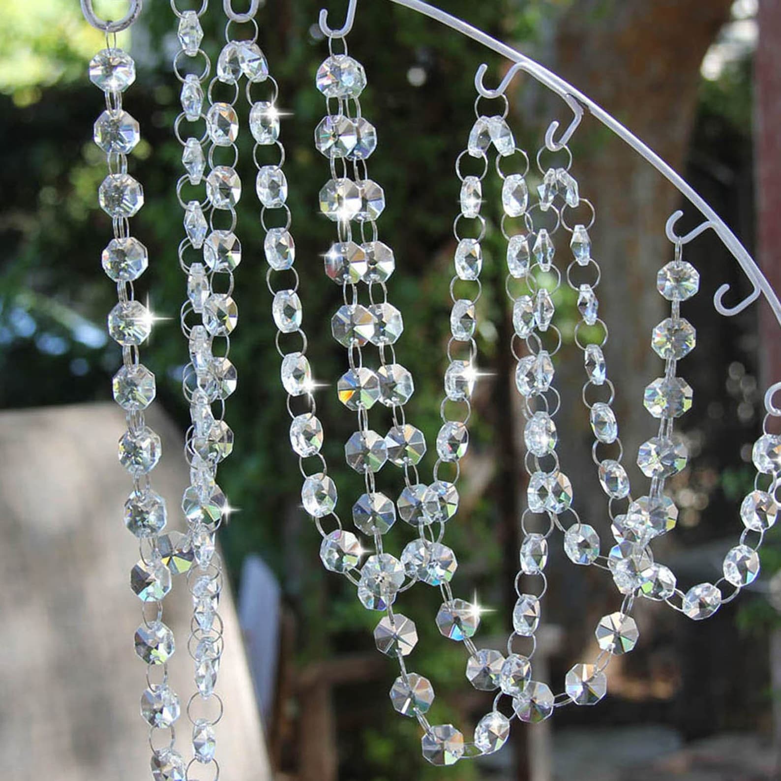 10 Ft Crystal Beads Chain ,garland of Clear Chandelier Bead Lamp Chain ...