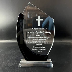 Personalized Crystal Award for Church, Retirement Appreciation ,gift ...