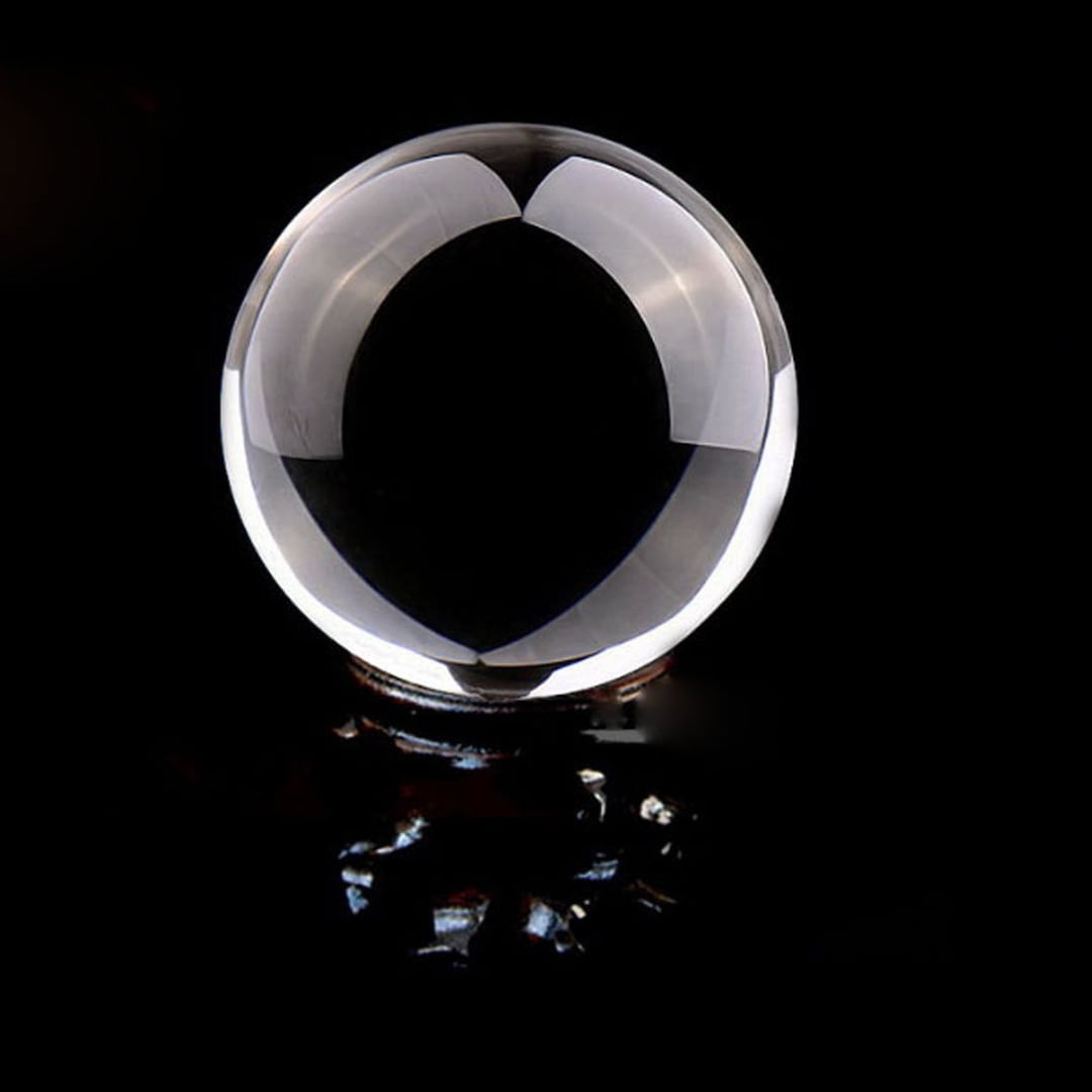 Crystal Clear Leaded Crystal Ball With Wood Stand Gazing Crystal Ball ...
