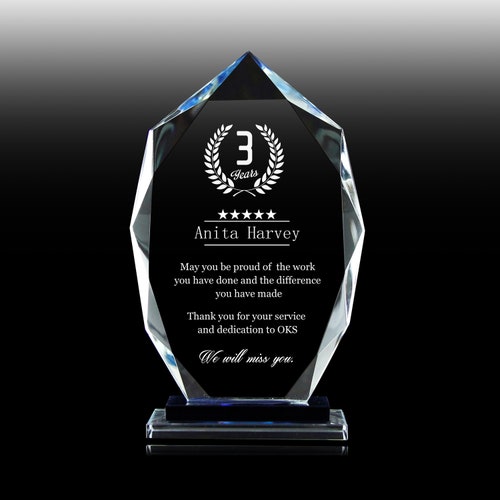 Personalized Crystal Appreciation Plaque Crystal Employee - Etsy UK