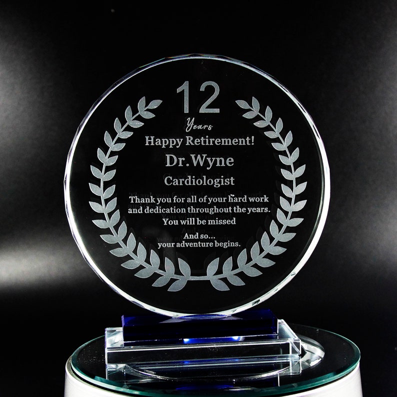 Personalized Crystal Retirement Plaque, Employee Appreciation Award (6 ...