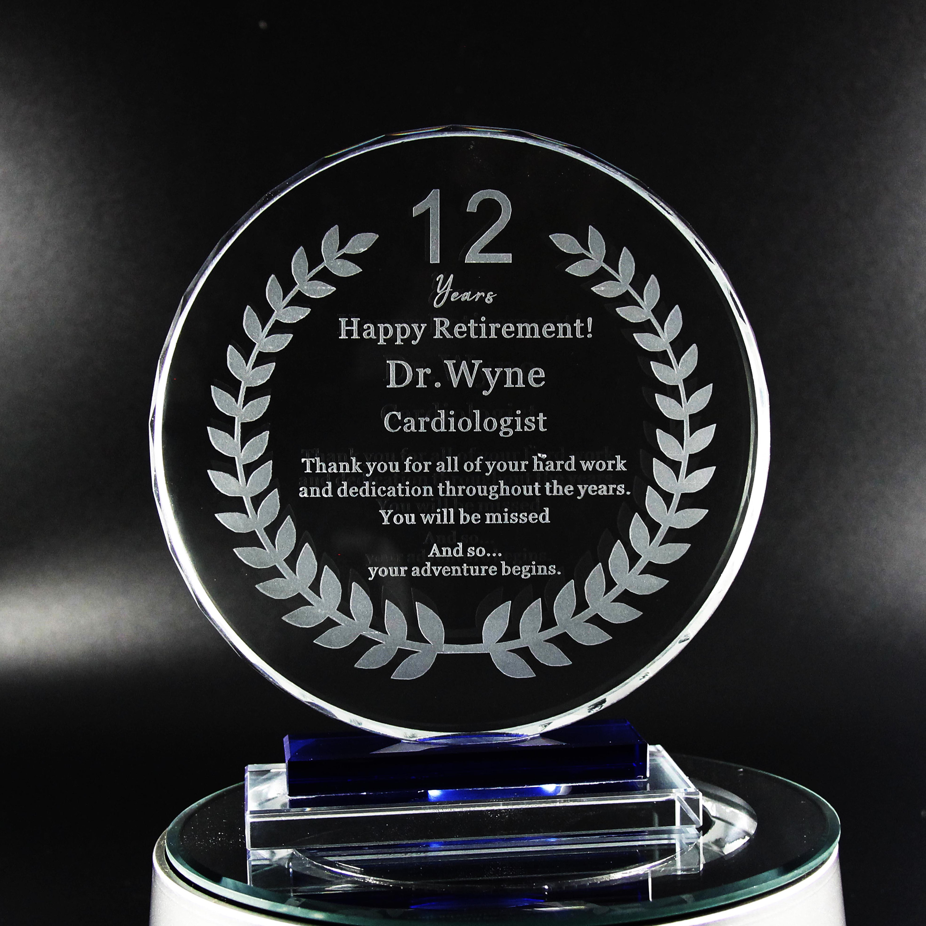 Personalized Crystal Retirement Plaque, Employee Appreciation Award (6 ...