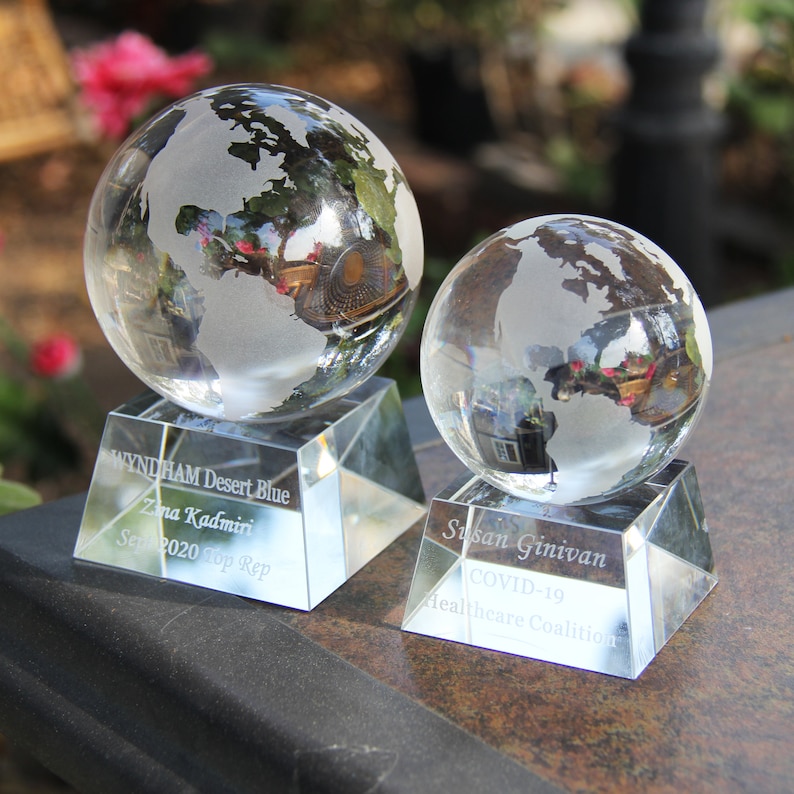 Personalized Crystal Globe Award, Engraved Corporate Trophy (4 Inch) - Etsy