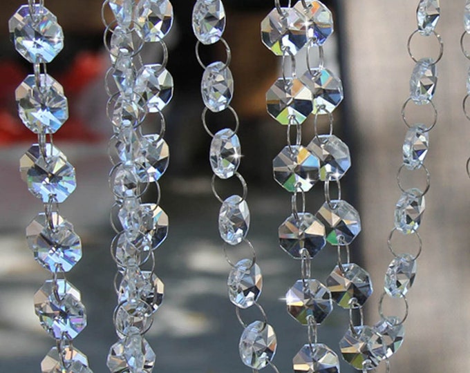 14 Ft Crystal Beads Chain ,garland of Clear Chandelier Bead Lamp Chain ...