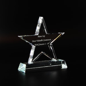 Personalized Engraved Crystal Trophy Award Star, Personalized Corporate ...