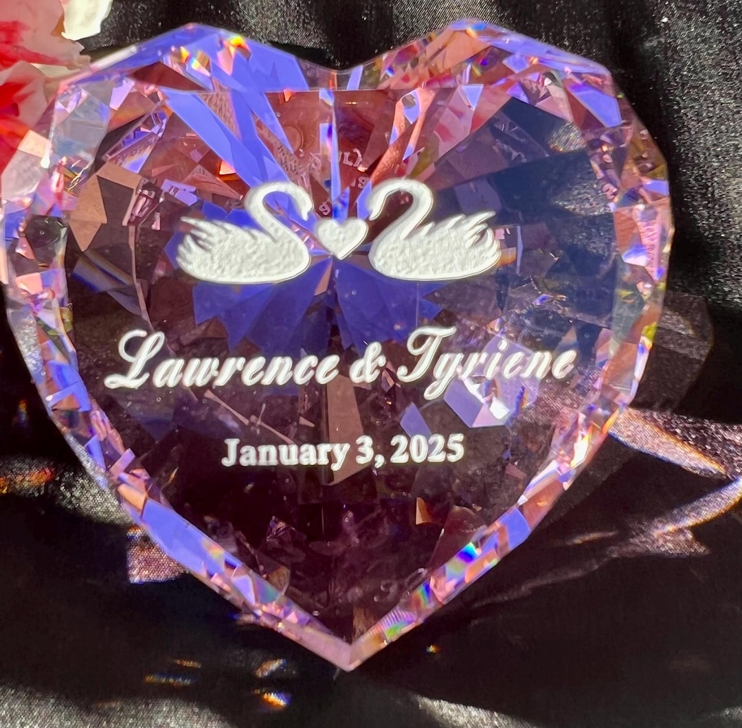 Personalized Crystal Heart, Engraved Anniversary Gift, K9 Glass - Etsy
