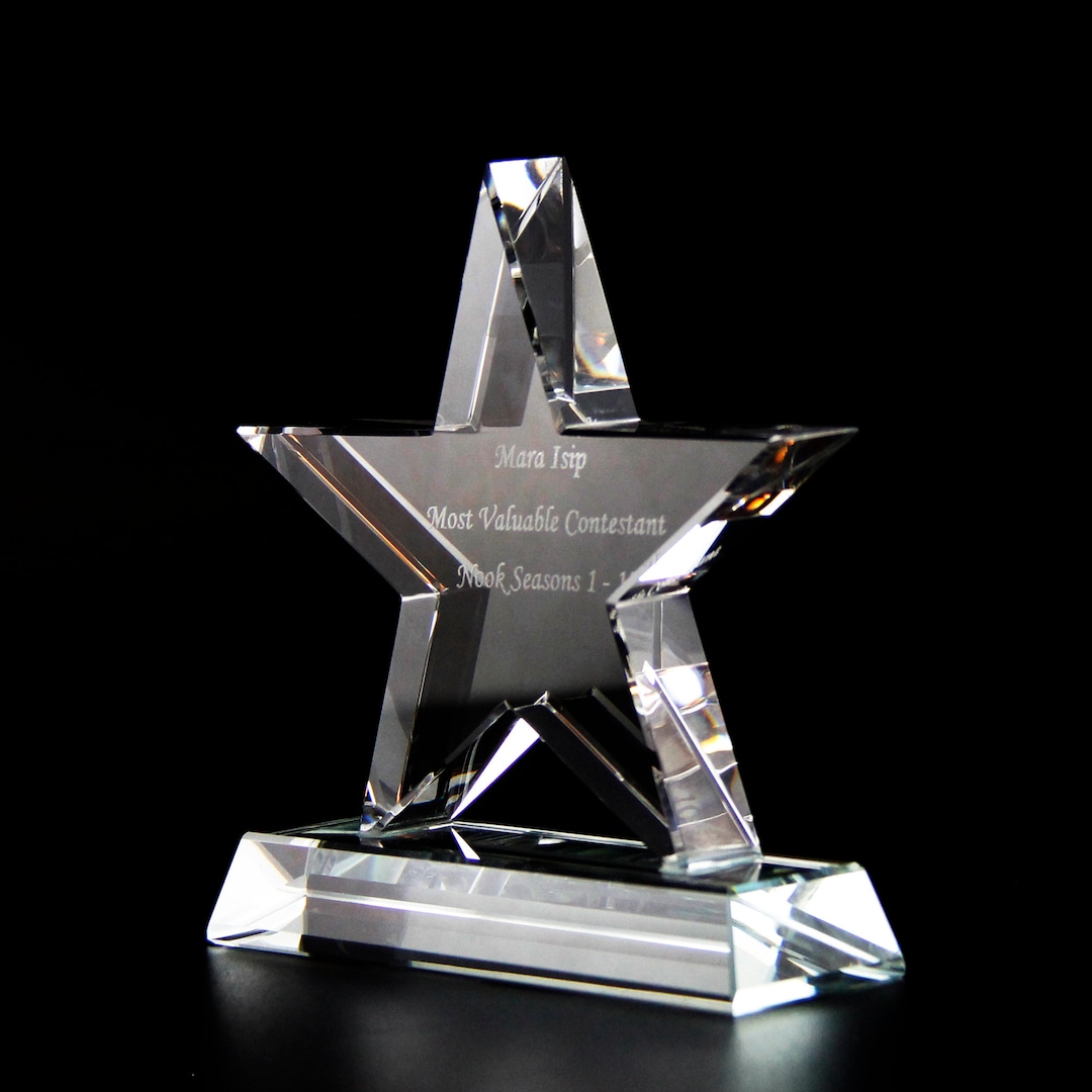 Personalized Engraved Crystal Trophy Award Star, Personalized Corporate ...