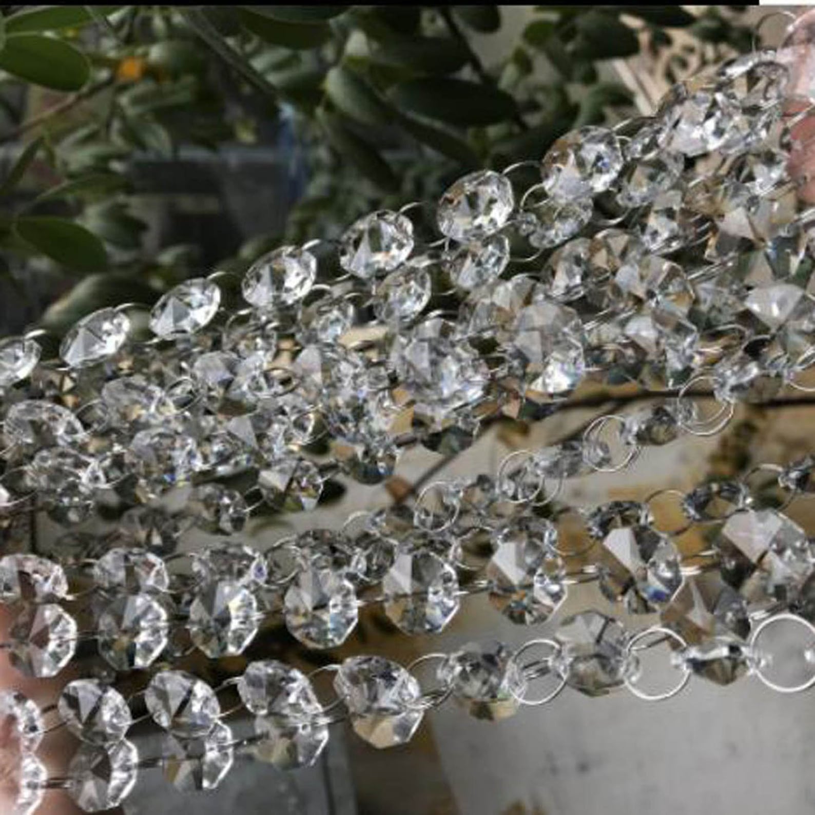 10 Ft Crystal Beads Chain ,garland of Clear Chandelier Bead Lamp Chain ...