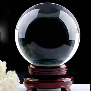 Crystal Clear Leaded Crystal Ball With Wood Stand Gazing Crystal Ball ...