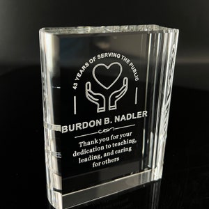 Personalized Book Shape Crystal Award, Awards, Deep Engraved Trophy ...