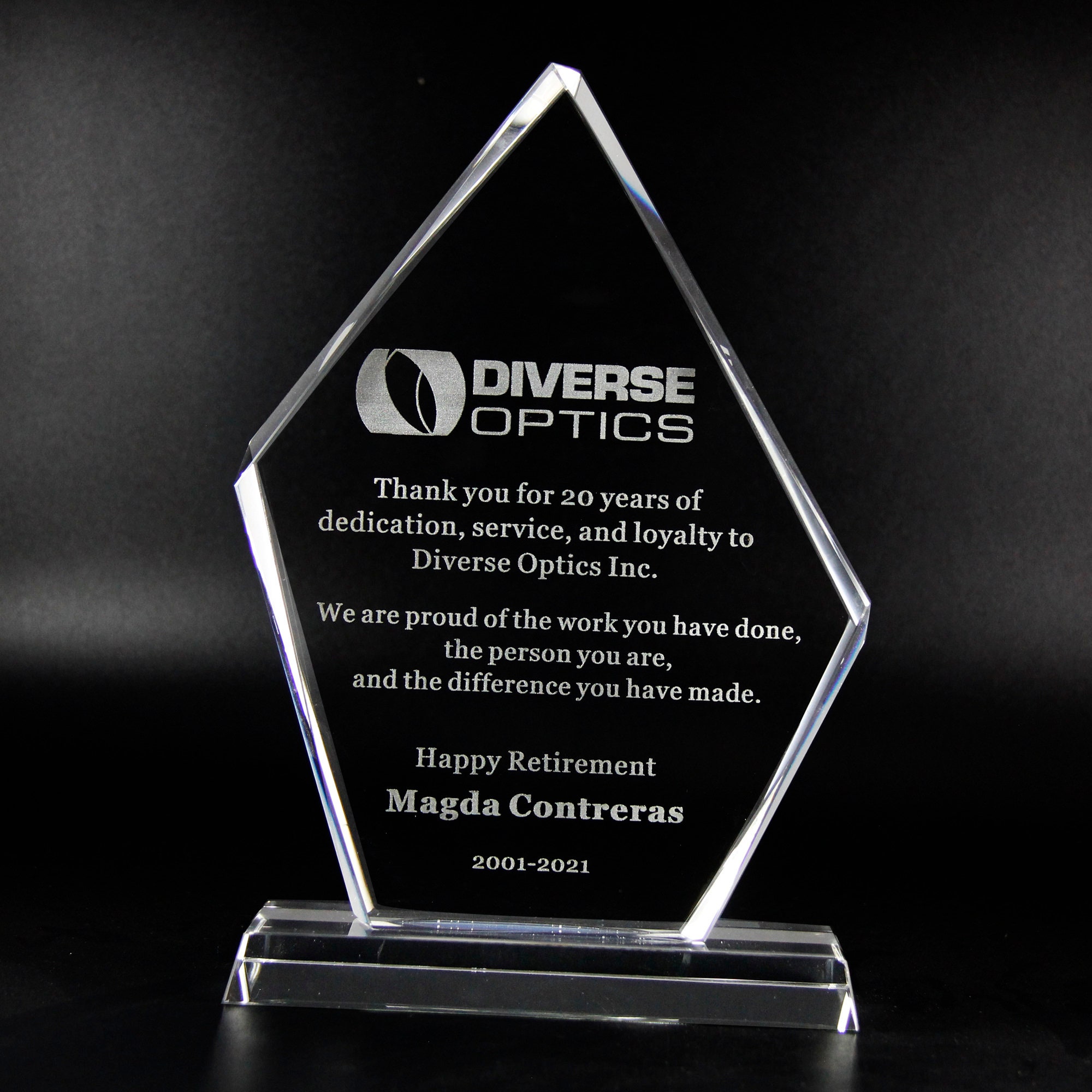 Personalized Crystal Awardretirement Appreciation Gift | Etsy