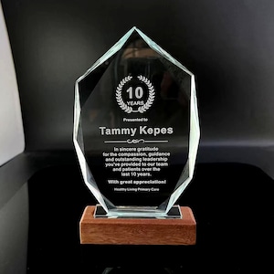 Personalized Glass Award ,employee, Retirement, Appreciation Gift ...
