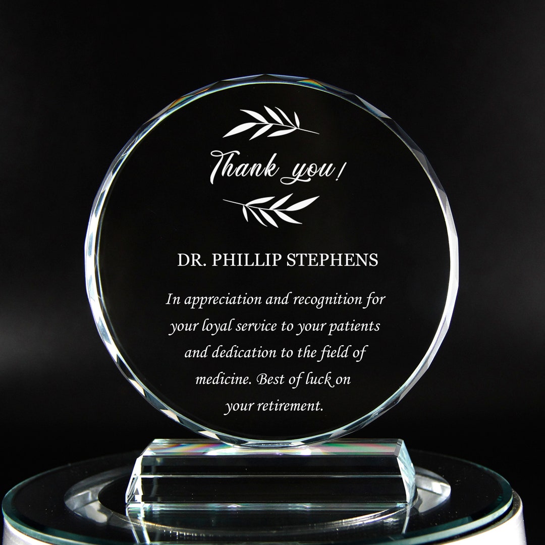 Personalized Crystal Award,employee Retirement Appreciation Gift Plaque ...