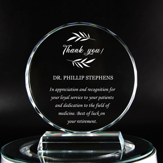 Personalized Crystal Awardemployee Retirement Appreciation - Etsy