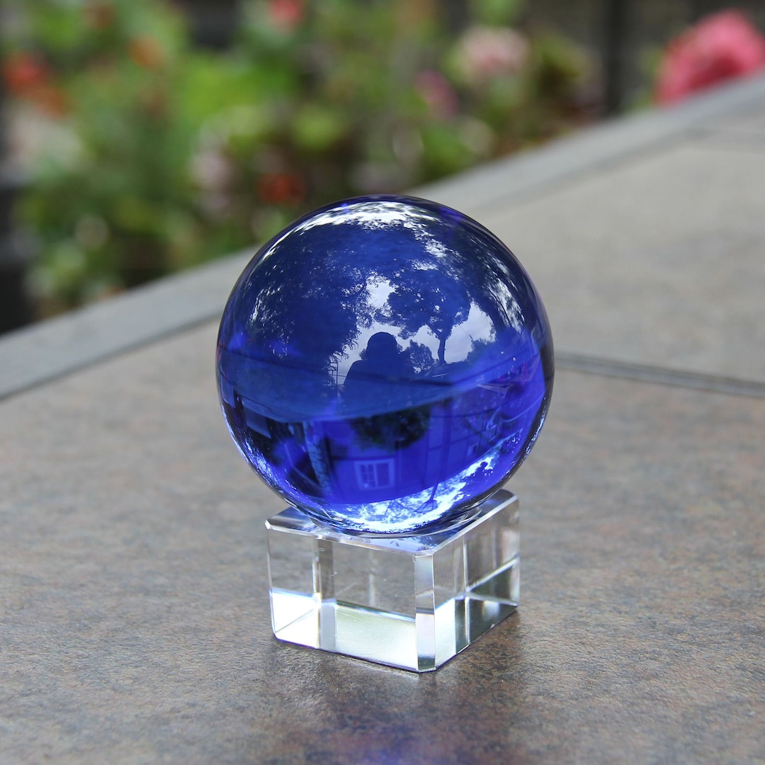6 Cm Crystal Ball,blue Leaded Crystal Glass Gazing Crystal Ball Sphere ...