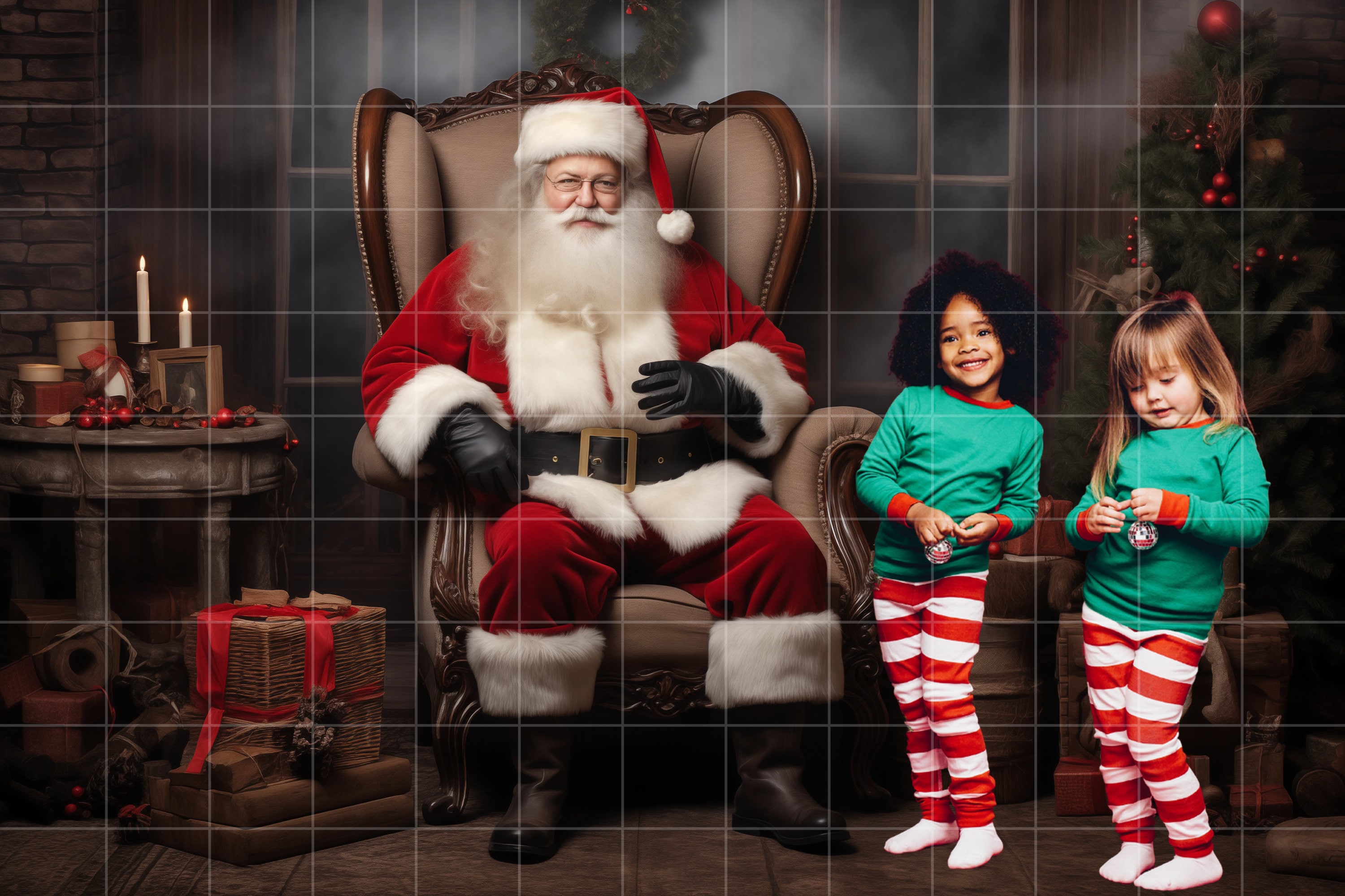 Santa Digital Backdrop, Christmas Digital Background, Hoilday Card ...