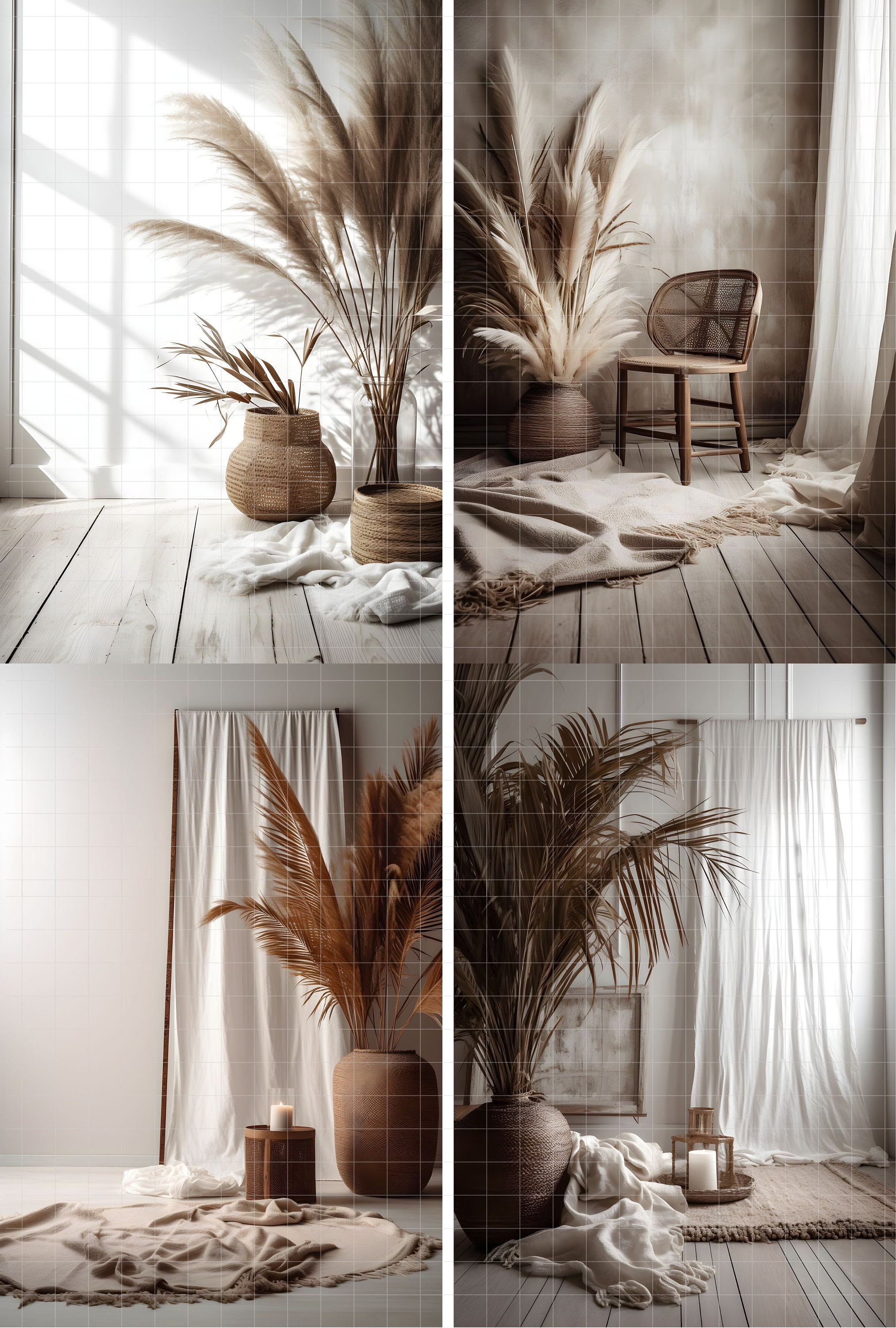 12 Boho Bright Digital Backdrops, Wedding, Maternity Backdrop Overlays ...