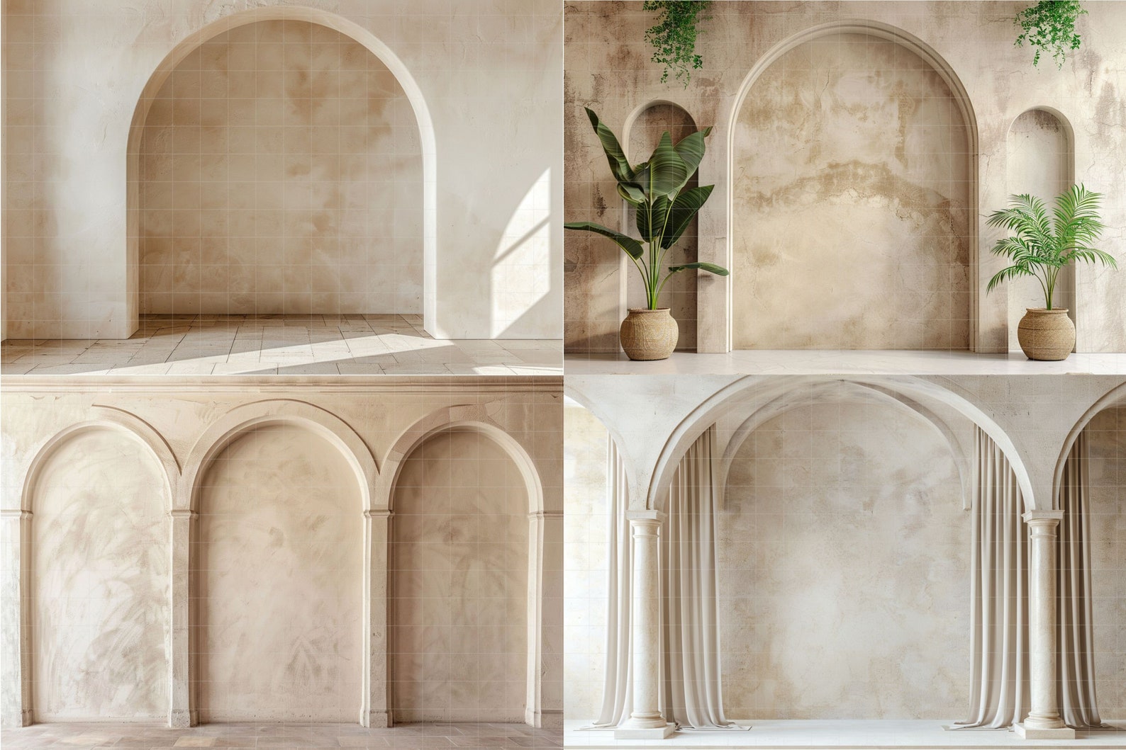Elegant Minimal Arches Digital Backdrop Collection - Modern Neutral ...