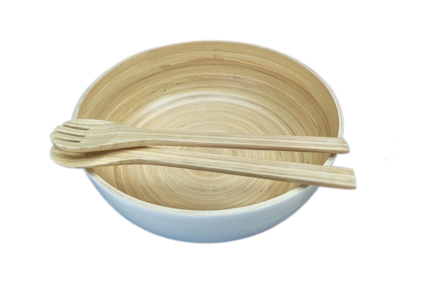 Bamboo Shanghai Samboo 3 Piece White Salad Bowl and Natural - Etsy UK