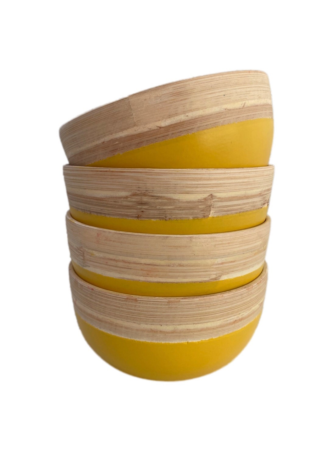 Bamboo Little India Yellow Base Samboo Cereal Bowl Set of 4 Snacks ...
