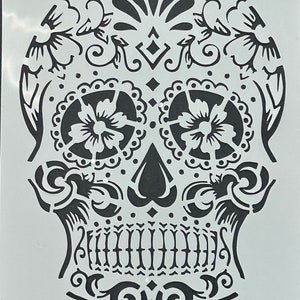 Day of the Dead Tattooed Skull Stencil. A5 Mylar. for Painting ...