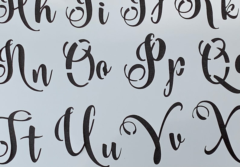 Cursive Alphabet Stencil A4 125 Micron Mylar PAINTING Furniture and ...
