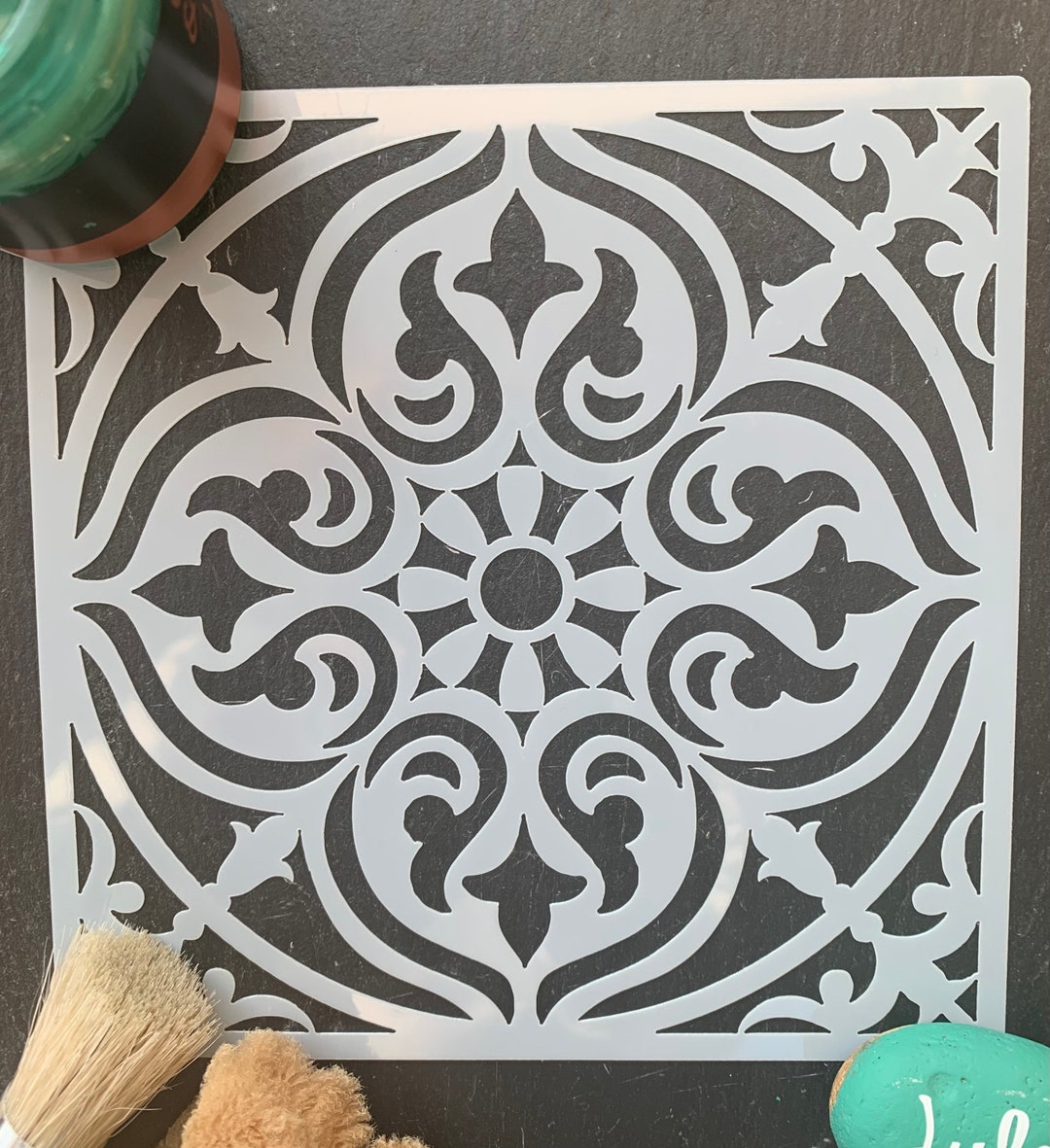 Geometric 15cm Sq Tile Stencil for Painting Furniture, Fabric, Floors ...