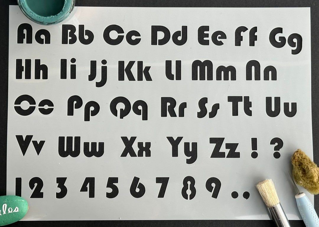 Alphabet Stencil Retro Font in A4. for Painting, Furniture, Fabric ...