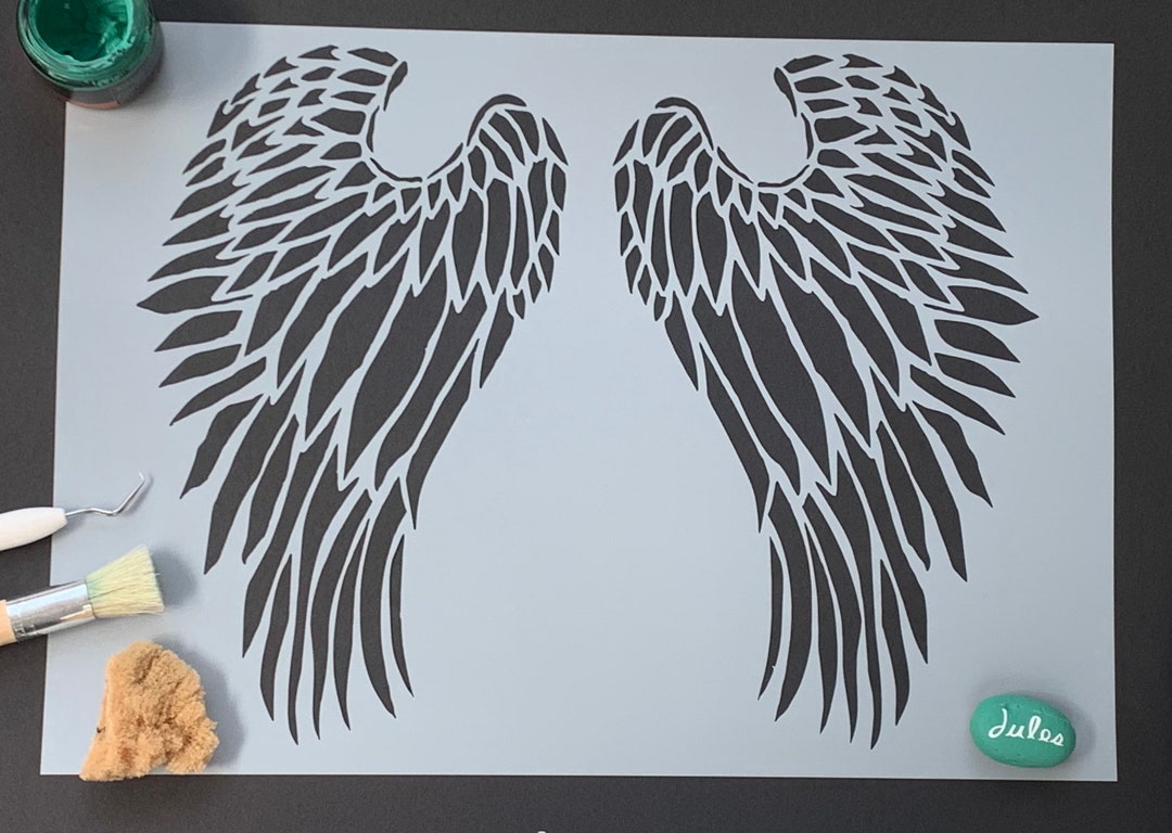 Large Beautiful Angel Wings Stencil in A3 for Fabric, T-shirt, Murals ...