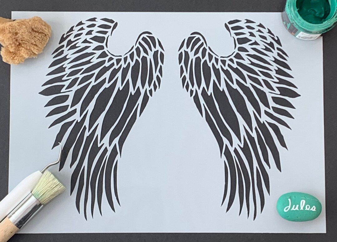 Beautiful Angel Wings Stencil in A4 for Fabric, T-shirt, Murals ...