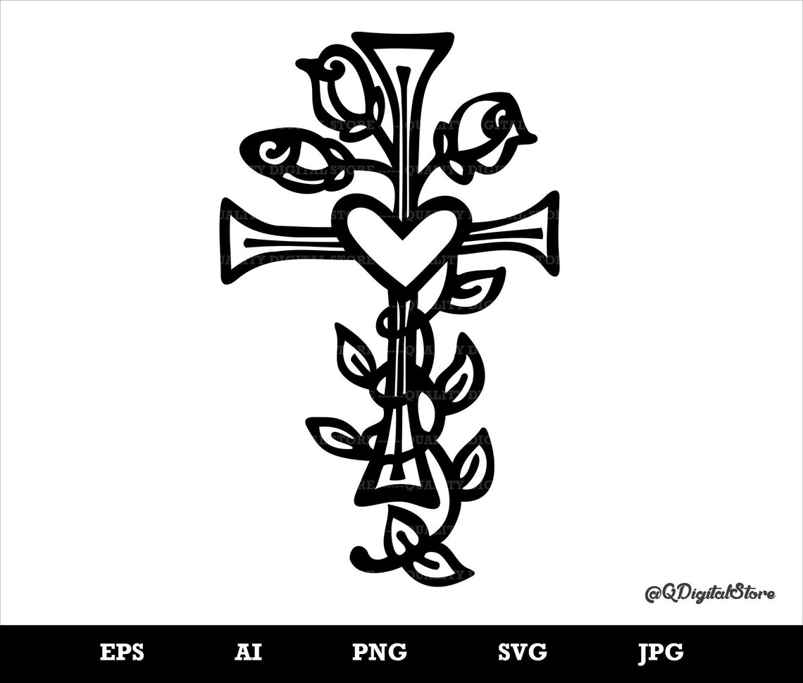 Cross Svgfloral Cross Svg Cross Clipart Christian Svgcross - Etsy