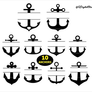 Anchor Svg,anchor Monogram Cut Files, Anchor Split Name Frame Svg ...