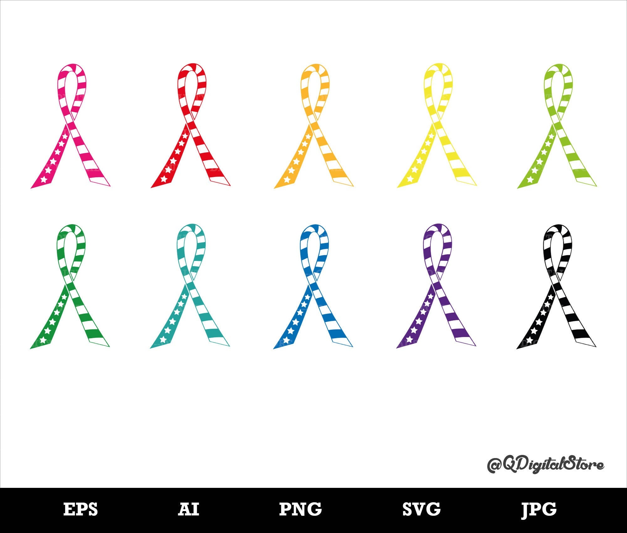 Awareness Ribbons Bundle Svg Cancer Ribbon Svg Cut File - Etsy