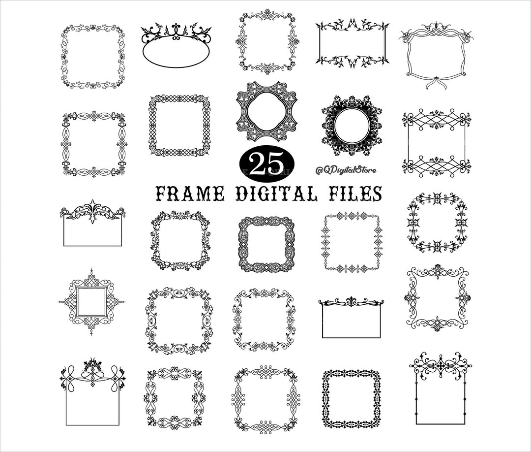Frame Svg, Vintage Frame Svg, Decorative Frame Clipart, Monogram Frame ...