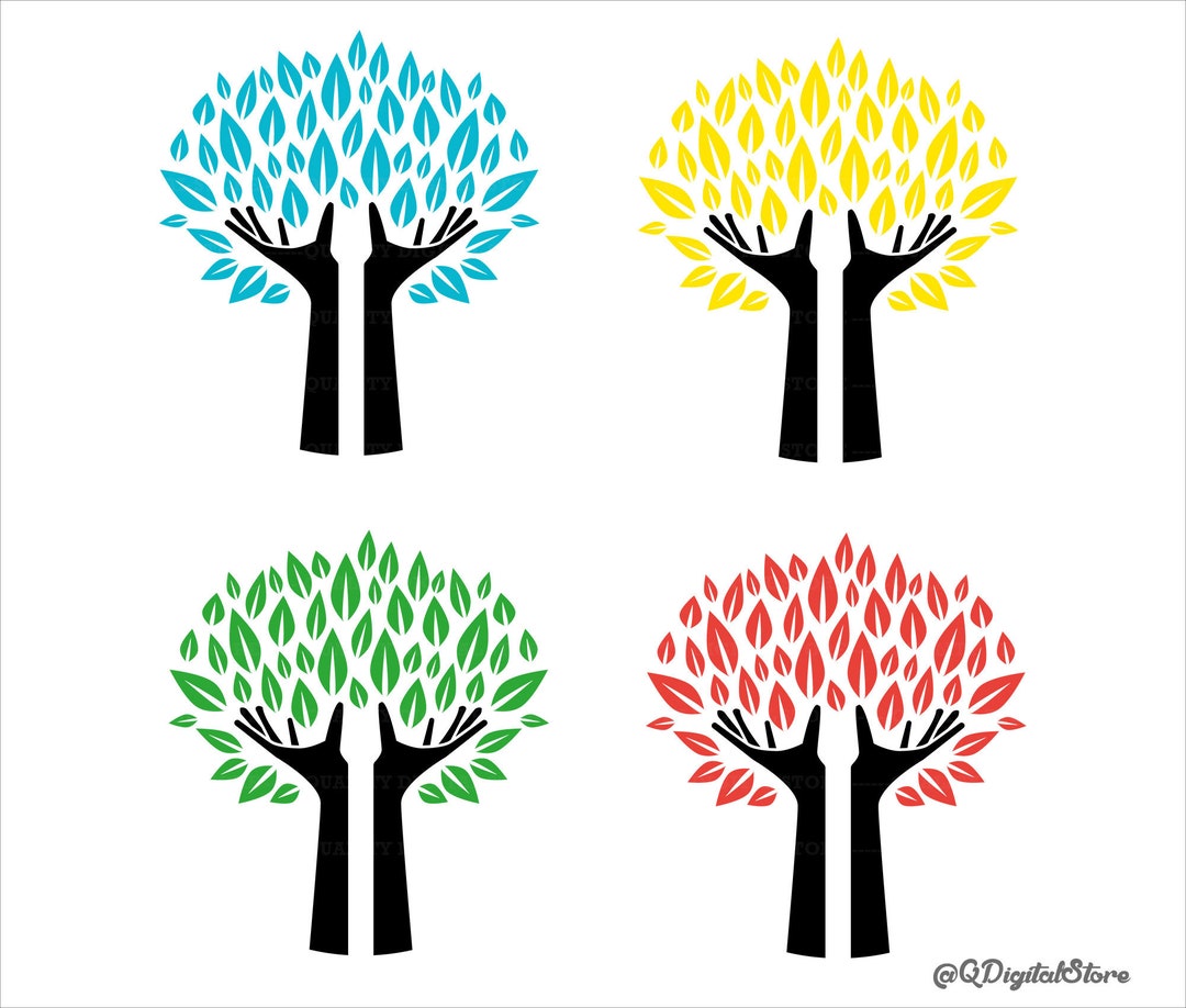 Hands Tree Svg , Colorful Tree Svg, Hands Holding Tree Svg, Cutting ...