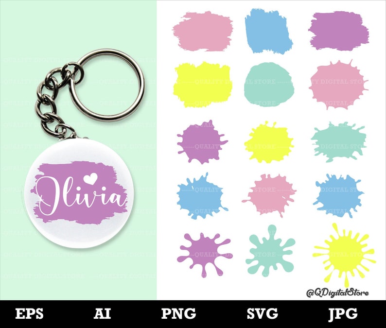 Paint Brush Stroke SVG Keychain Svg Paint Brush Paint | Etsy